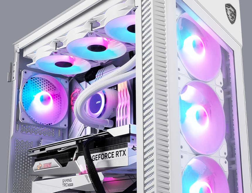 MSI MPG VELOX 100R White SPCC Steel / Laminated Tempered Glass ATX Mid Tower Computer Case ...